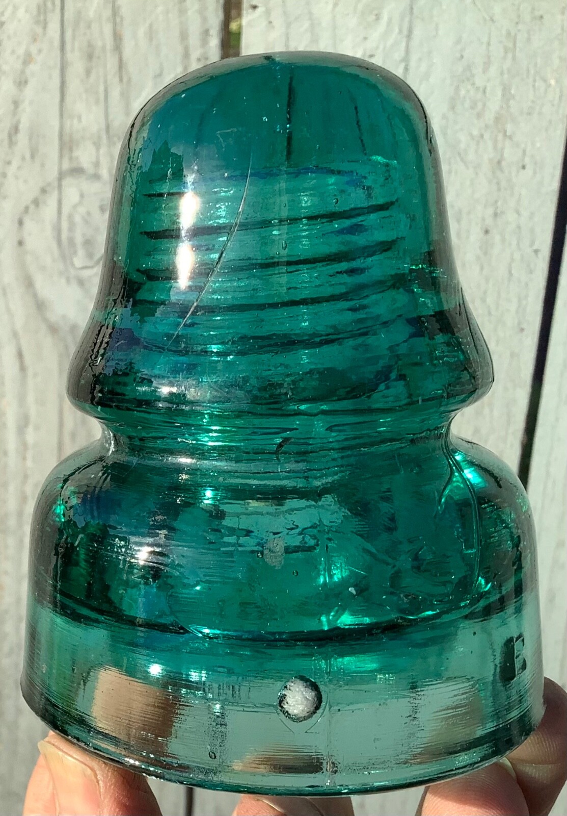 PRR B Pennsylvania Railroad CD162.5 Dark Aqua Glass Insulator Large Pot ...