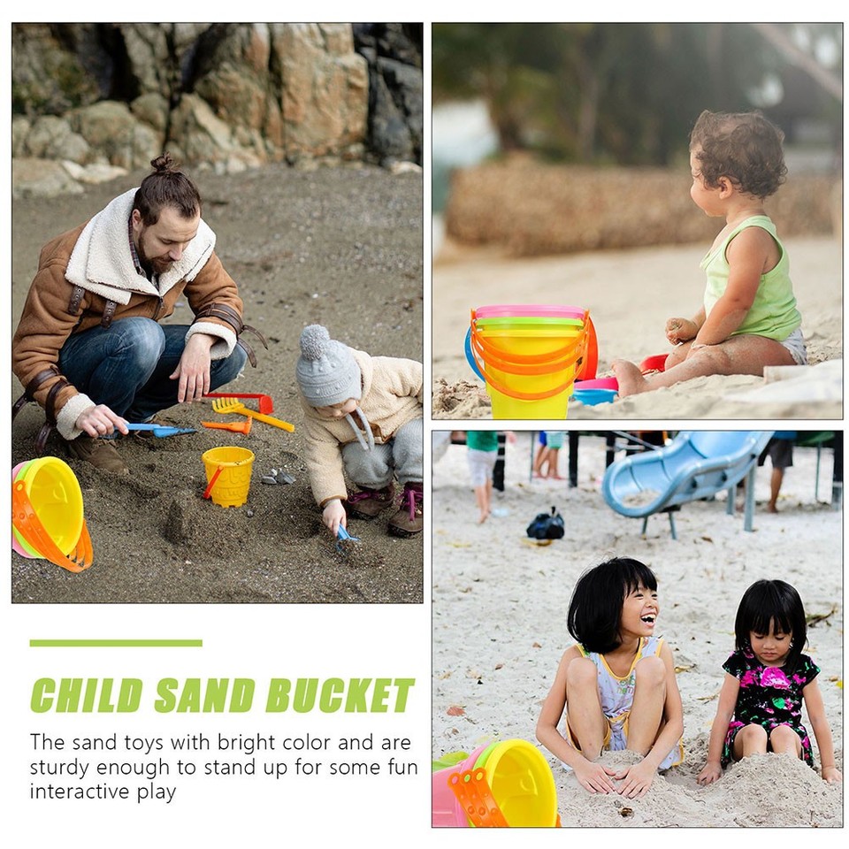 4 Pcs Kids Plastic Mini Beach Bucket Toy Child Sand Bucket Toys Set ...