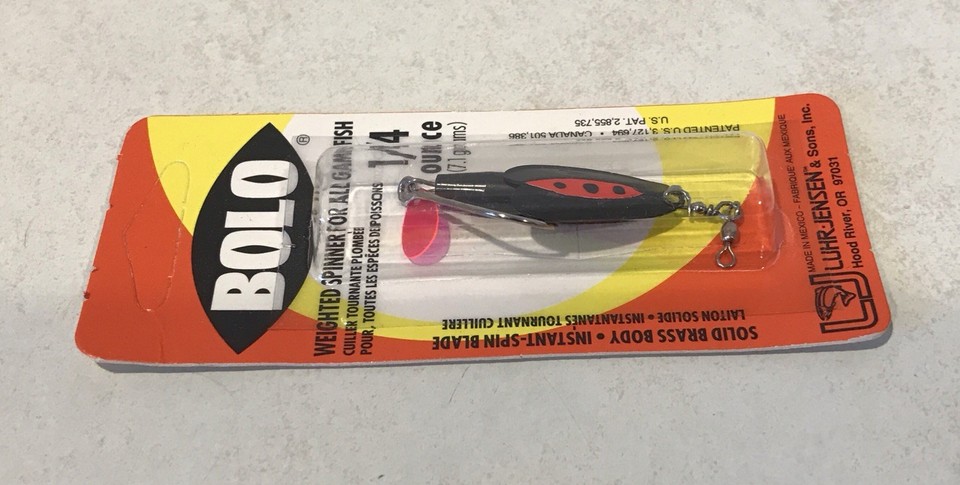 Luhr Jensen Les Davis BOLO Spinner BLACK NICKEL FLO RED Weighted 1/4oz ...