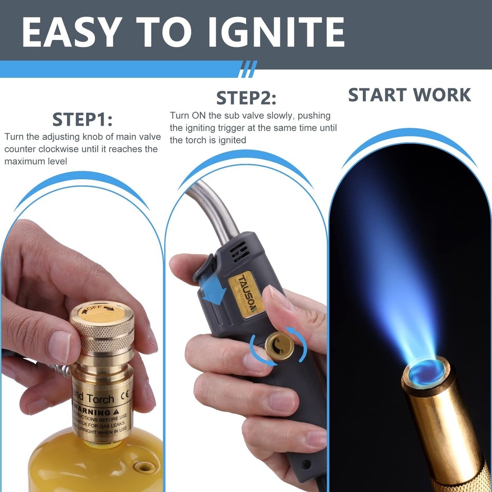 MAPP Map Gas Torch Kit with Holster, Adjustment Knob Trigger Start ...
