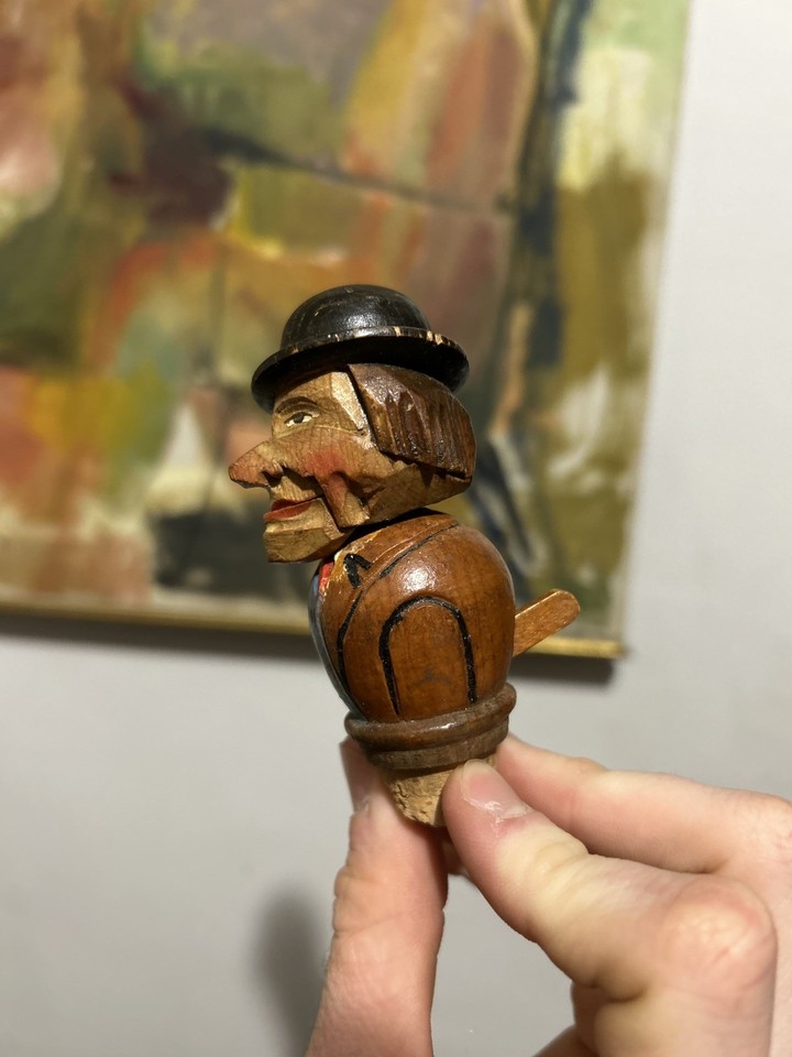 WOW! Set Of 3 Vintage Anri Hand Carved Wooden MOVING Wine Cork Bottle ...