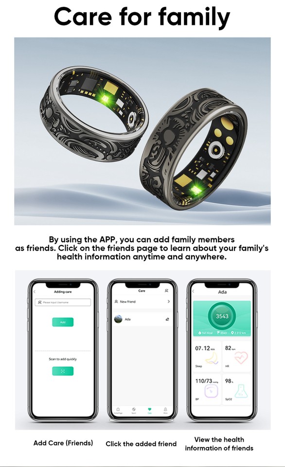 Smart Ring Health Sleep Tracker Ring with Heart Rate Fitness for iOS ...