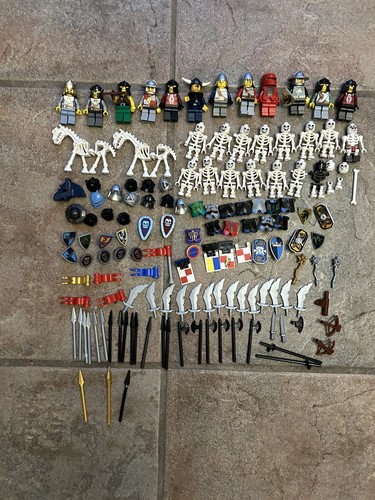 Lego Vintage Castle Medieval Knights Skeleton Weapons Shields Armor ...