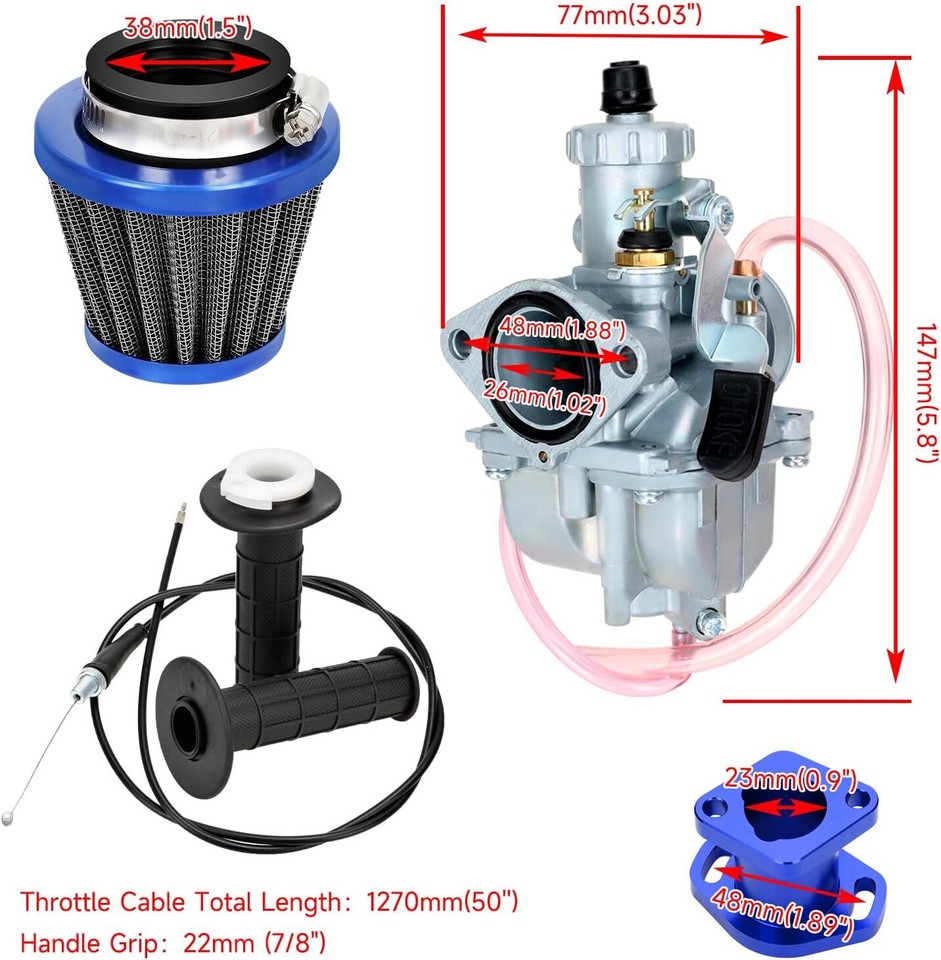 Blue VM22 Carburetor Carb Throttle Cable Kit For Predator 212cc 196cc ...