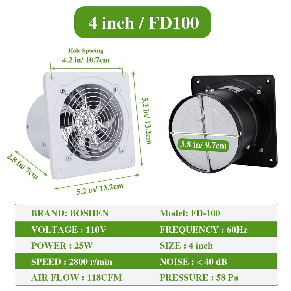 4" 6" 7" 8" 10" Exhaust Fan Ventilation Extractor Fan Wall-Mounted ...