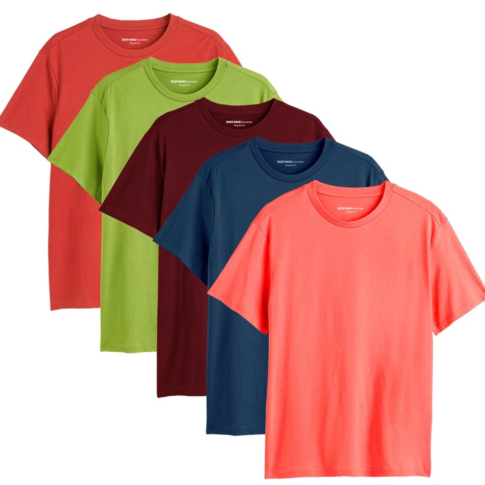Mens Multipack T Shirts 3 & 5 Pack Cotton Plain Short Sleeve Round Crew ...