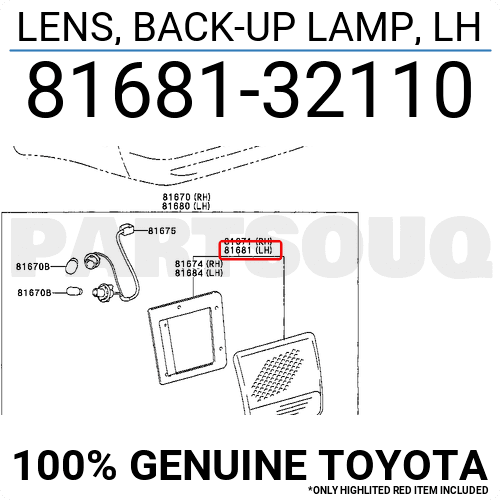 8168132110 Genuine Toyota LENS, BACK-UP LAMP, LH 81681-32110 | eBay