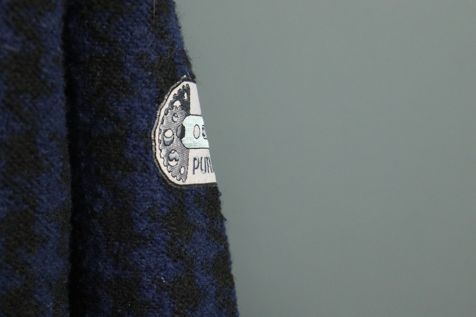 E9 Navy Blue Polyester Textured High Neck Long Sleeve Patch Sweatshirt ...