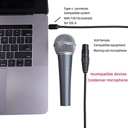 XLR To USB C Microphone Cable, USB C Microphone Cable Plug and Play 2m ...