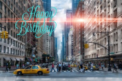 Happy Birthday New York Street Card A5 Greeting Blank Cab Yellow ...
