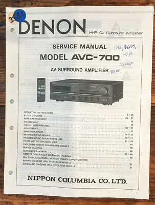 Denon AVC-700 AV Amplifier Service Manual *Original* | eBay