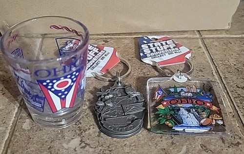 Lot Of 3 State Of Ohio Items (2 Keychains And 1 Shot Glass)New Old ...