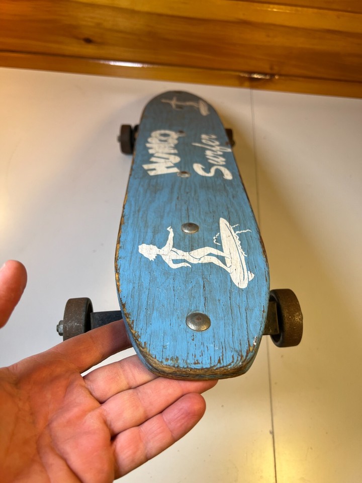 RARE 1960s HUMCO Surfer Skateboard Wood Wooden Metal Wheels San Diego ...