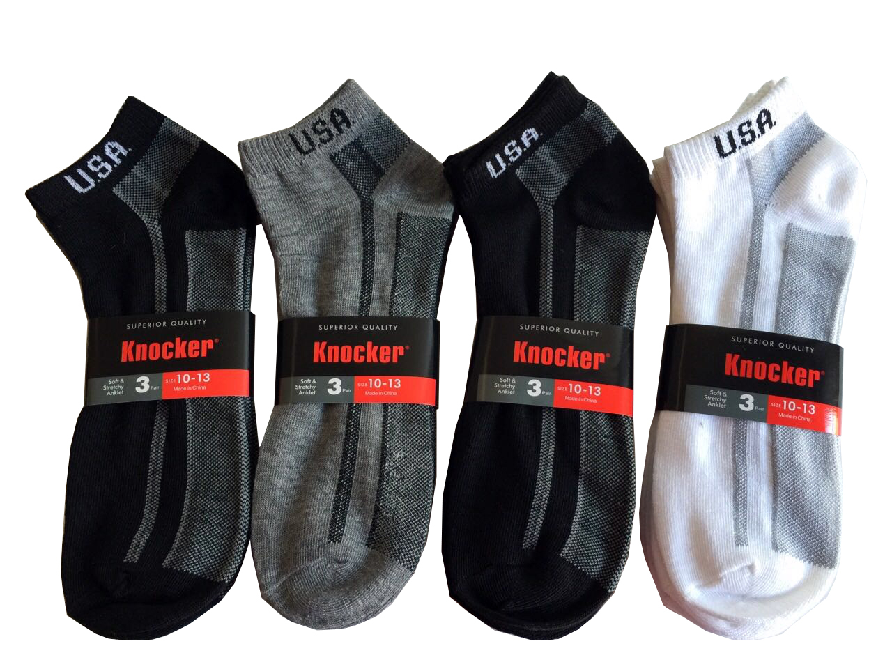6 OR 12 Pairs Knocker USA Soft & Stretchy Anklet Sports Socks Men's ...