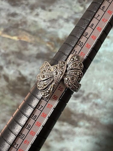 R 925 Sterling Silver Art Deco Marcasite Bow Ring Size 7 | eBay