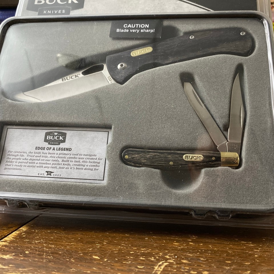 Buck Knives 381 and 133 Large Folder Combo Collectors Tin Knife New ...
