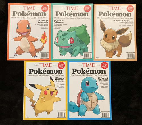 Time Magazine DAMAGED Pokemon Set 5 Charmander Bulbasaur Squirtle ...