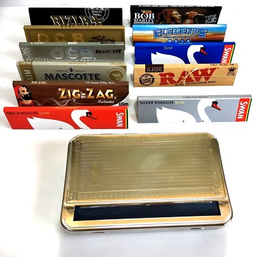 KING SIZE AUTOMATIC ROLLING MACHINE CIGARETTE TIN WITH ROLLING PAPERS ...