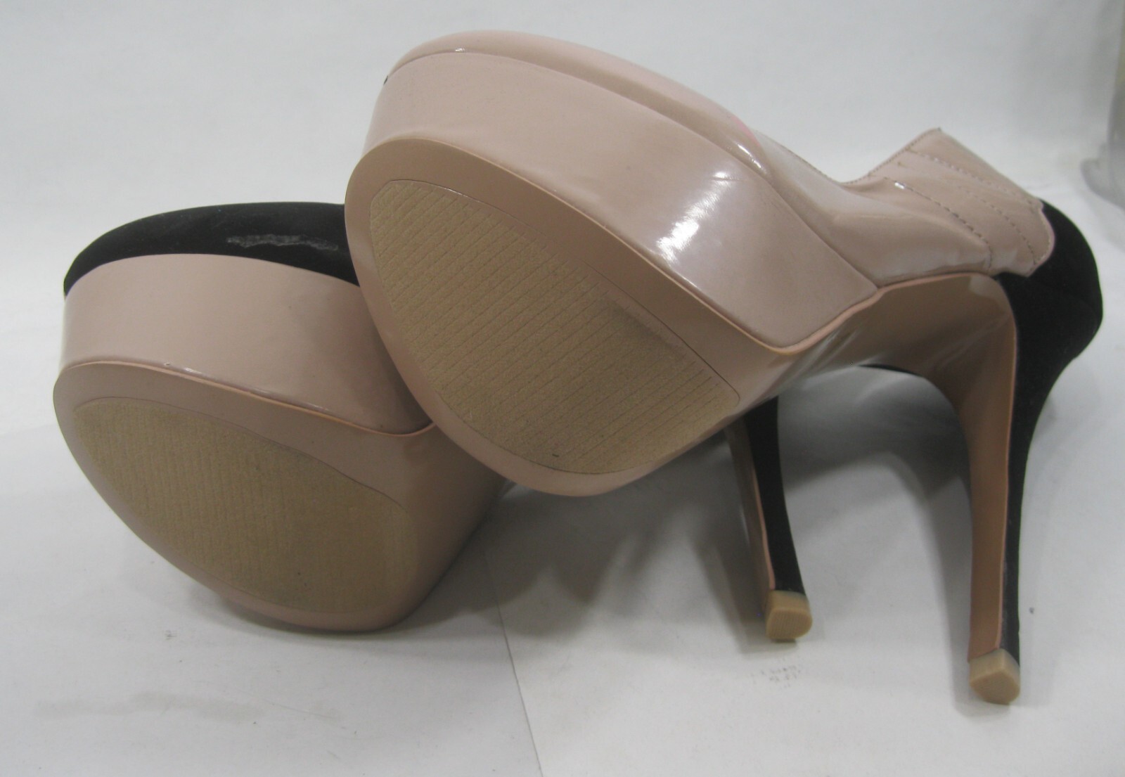 Black/skintone 6"High Heel 2"Platform Round Toe Side Wing Shoes WOMEN ...