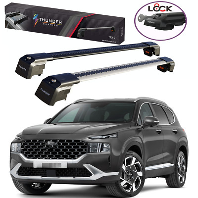 Roof Boxes Rack Cross Bars Lockable Black Or Gray For Hyundai Santa Fe ...