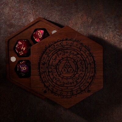 Magic Spell Circle Ring | Dice Box DnD | BLACK WALNUT WOOD | Dice Vault ...
