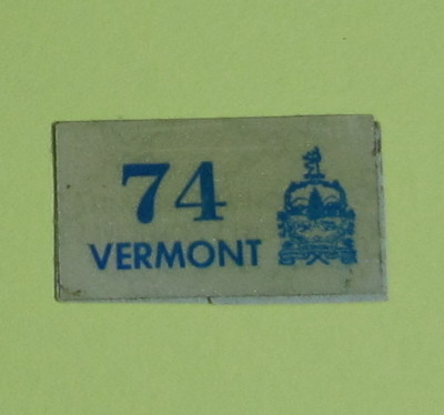 1974 Vermont License Plate Decal Sticker Inspection Permit Registration ...