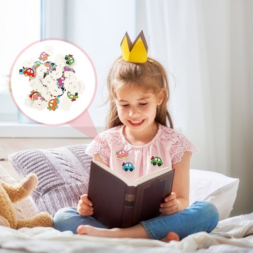 100 Pcs Wooden Painted Car Buttons Sewing Child Novelty for Crafts ...