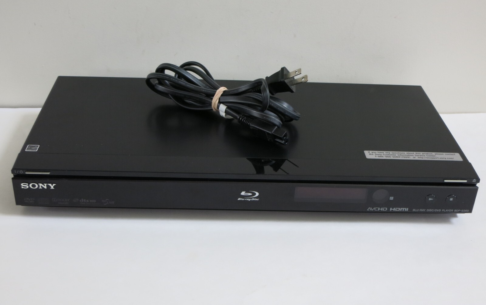 Sony BDP-S360 Blu-Ray/DVD Player, AVCHD HDMI, w/ Power Cord, No Remote ...