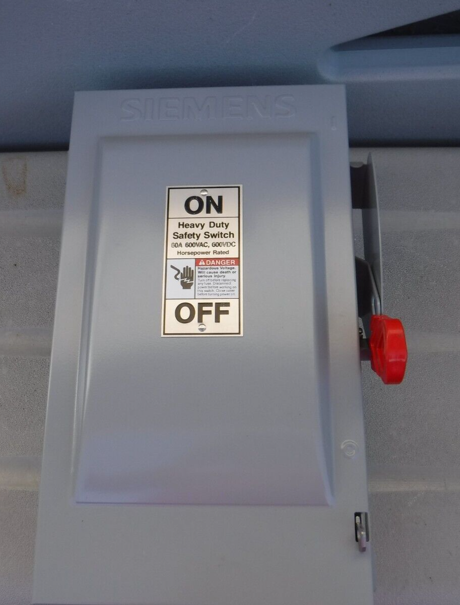 Siemens HF362 Heavy Duty Fusible Safety Switch 60A 600V-Vdc | eBay