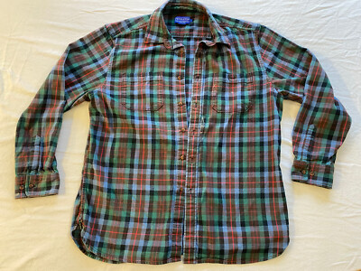Pendleton Flannel sz L Green/Red/Blue Plaid | eBay