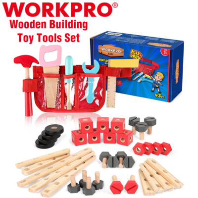 WORKPRO Wooden Building Toy Tool 43PC Set Building Toy Creative ...