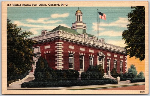 Concord North Carolina NC, United States Post Office Building, Vintage ...