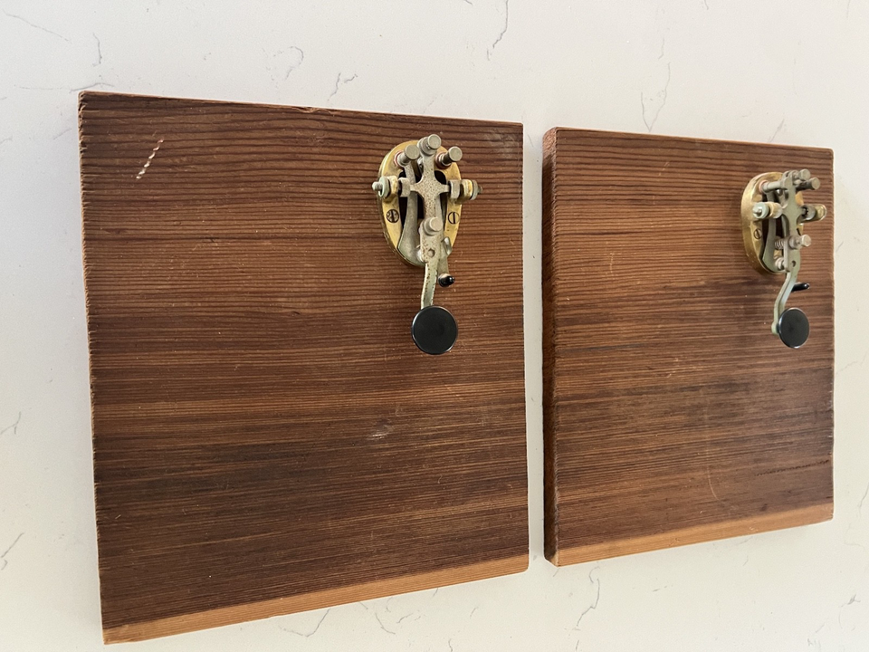 Vintage Morse Code Telegraph Keys Wall Art Set of Two Mounted on Wood ...