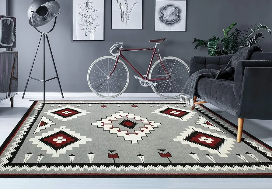 Southwestern Navajo Kilim Wool Rug Handwoven Native American Aztec Wool ...