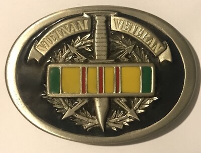 VINTAGE UNSOLD VIETNAM VETERAN BELT BUCKLE - MADE IN USA - USA MILITARY ...