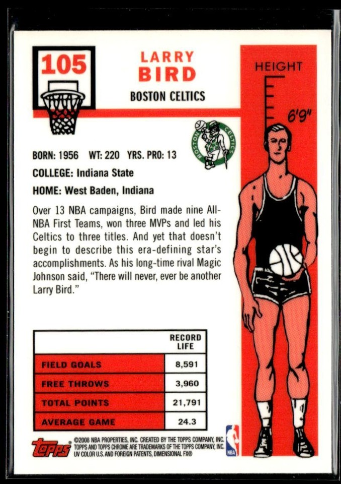 2007-08 Topps Chrome #105 Larry Bird 1957-58 Variations HS | eBay