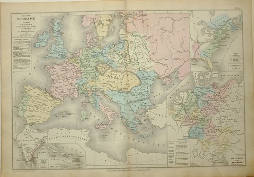 1875 HAND COLOURED HISTORICAL MAP EUROPE 1715 - 1789 UNITED STATES ...
