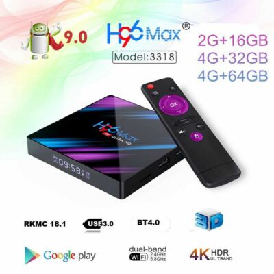 H96 Max Android 9.0 TV Box 4K UHD Quad Core Dual WiFi BT Media Player ...
