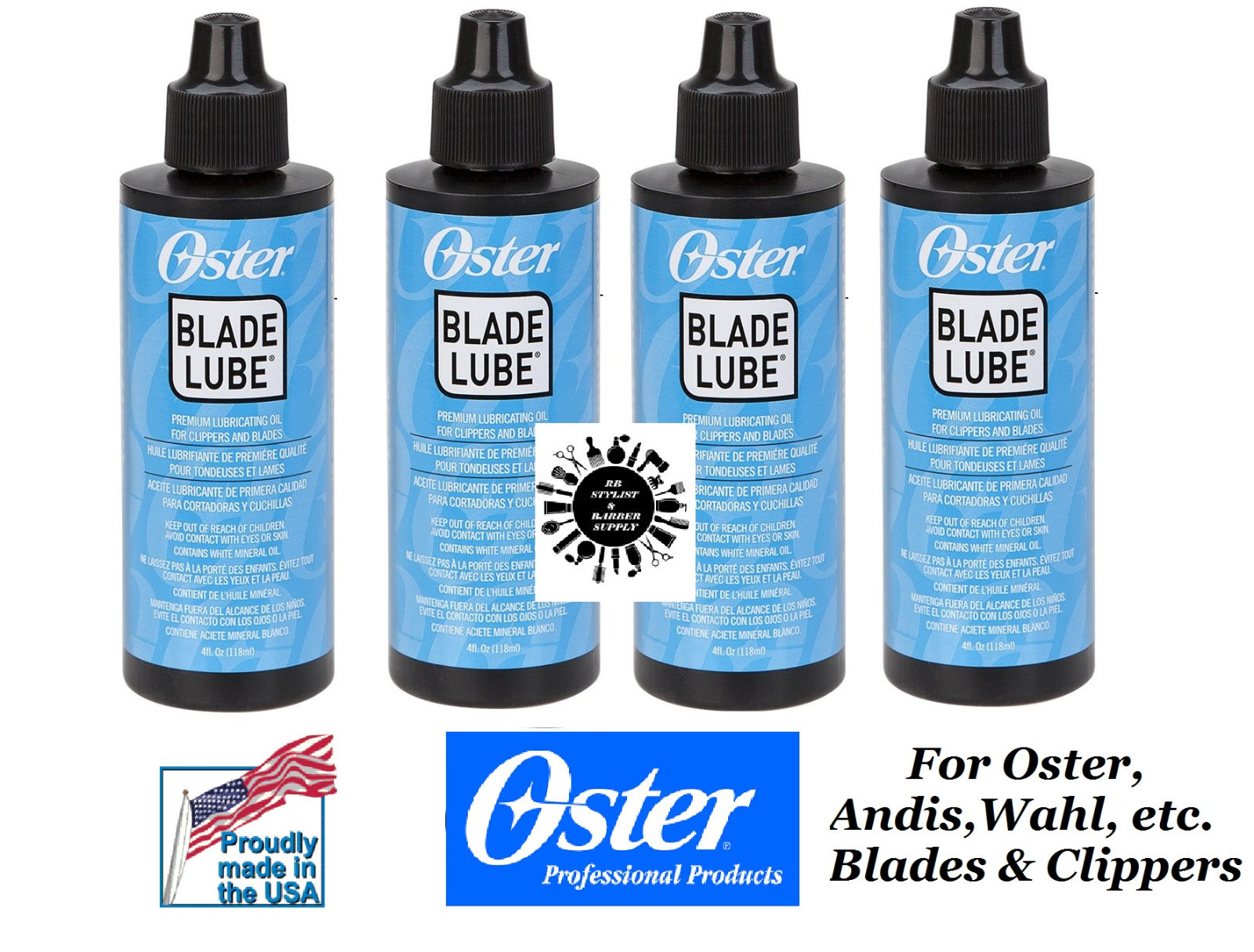 4-OSTER BLADE LUBE Lubricating CLIPPER&TRIMMER OIL*Also For Andis,Wahl ...