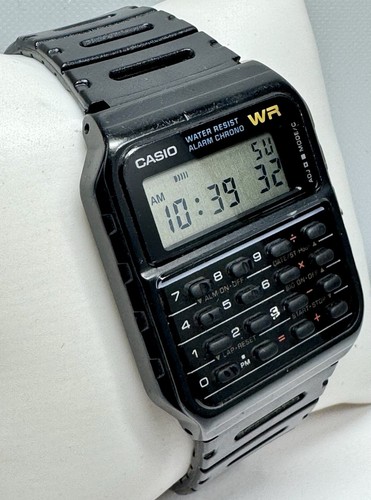 Casio Calculator Watch 35mm Black 437 CA-53W Chronograph Vintage Late ...