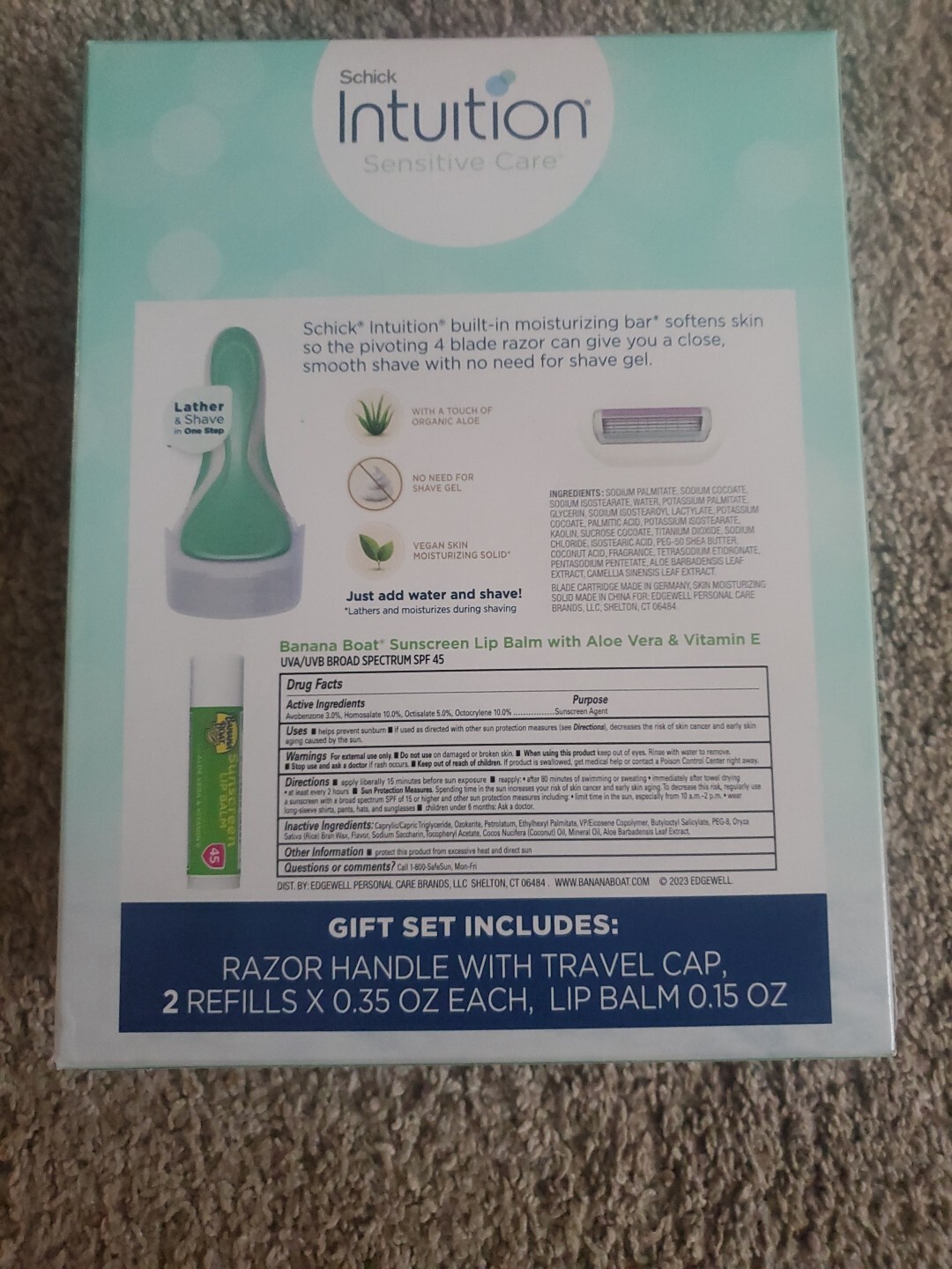 New GIFT Schick intuition sensitive care-gift Set 2 REFILLS & LIPBALM ...