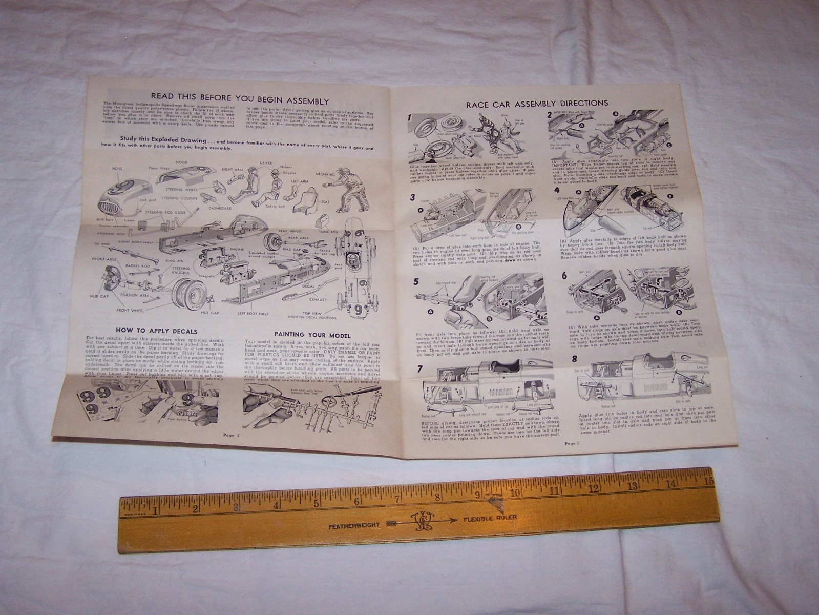 Vintage MONOGRAM Indianapolis Racer Model Kit INSTRUCTION SHEET ONLY | eBay