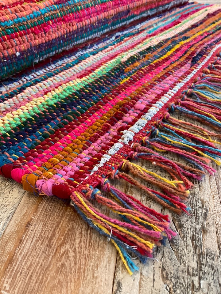 Rag Rug Festival Rugs Multicolour Rainbow Mat Cotton Hand Made ...