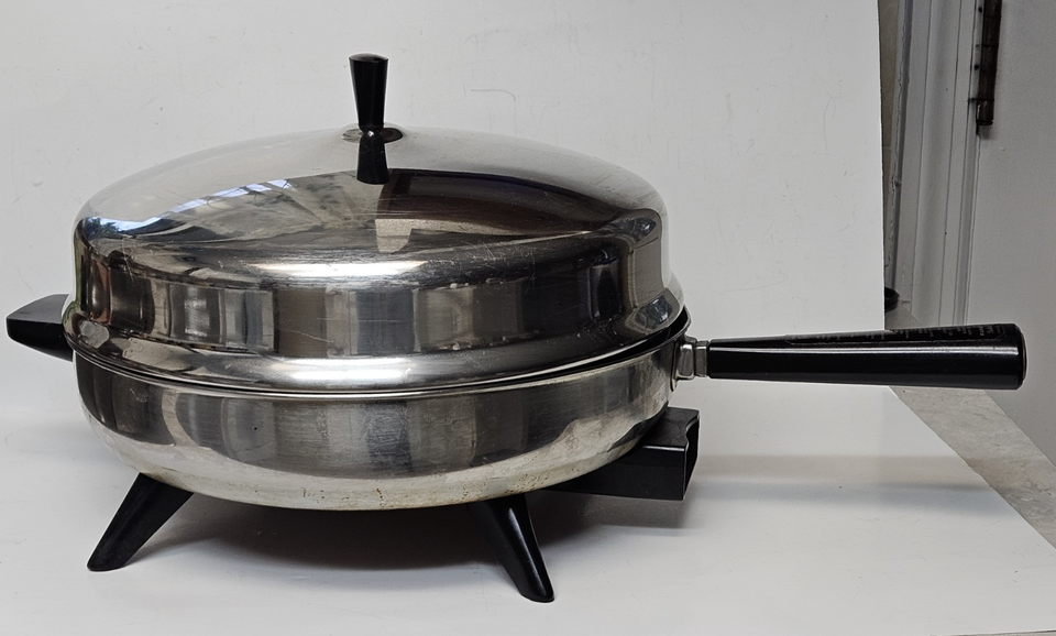 Vtg MCM Farberware Stainless Steel 12" Electric Skillet Fry Pan 310-B ...