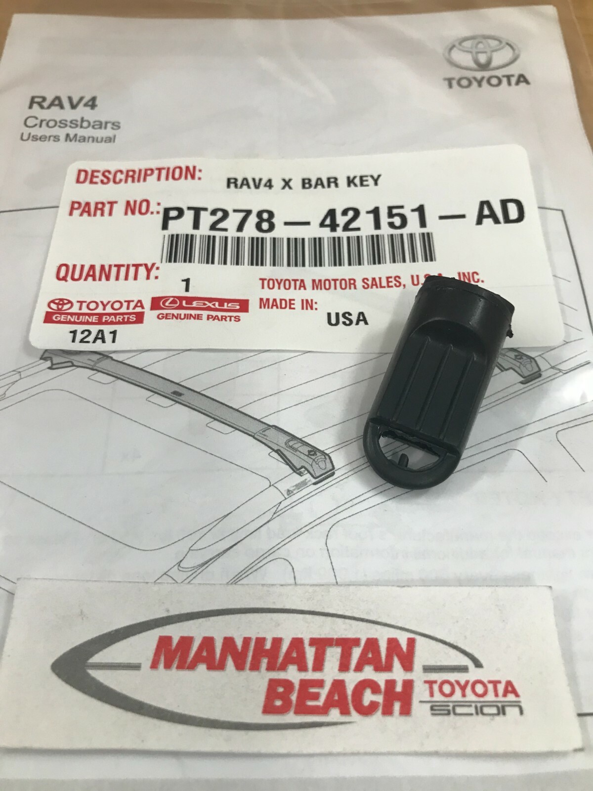 2013-2018 RAV4 ALL MODELS ROOF RACK CROSS BAR KEY GENUINE TOYOTA PT278 ...