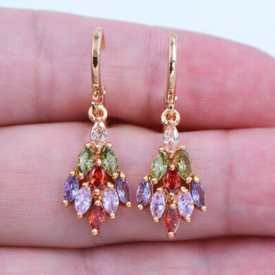 18K Yellow Gold Filled Women Multicolour Mystic Topaz Tail Dangle ...