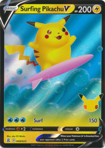 Surfing Pikachu V - 008/025 Ultra Rare Celebrations NM Pokemon TCG | eBay