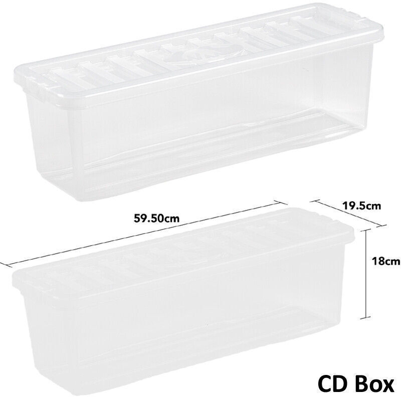 Wham Crystal CD DVD Storage Shelf Box Plastic Clear Box with Lid -52 ...