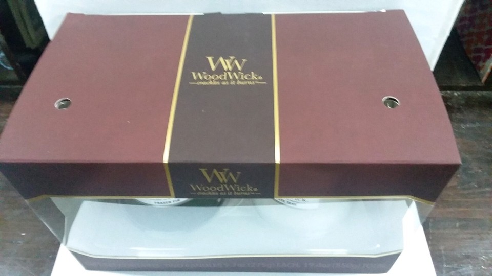 Woodwick candle gift set, 2 candles 9.7 Oz each, Fraser Fir & White ...