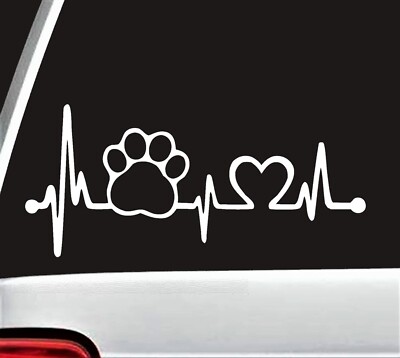 Paw Heartbeat Lifeline Monitor Dog Cat Pet Decal Sticker K1083 Car ...